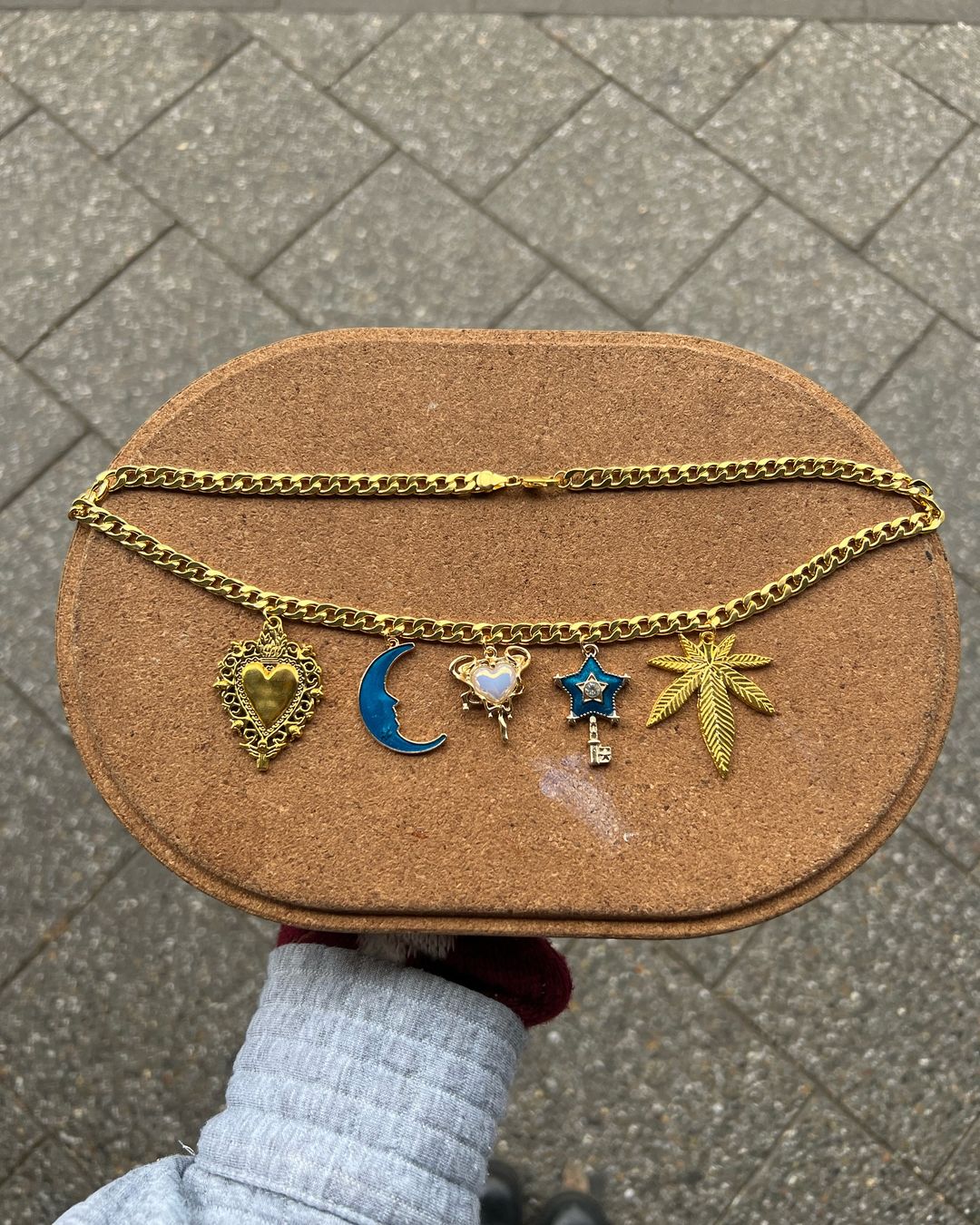 Handmade Custom Gold and Blue Theme Charm Neckalce – Sinki Design